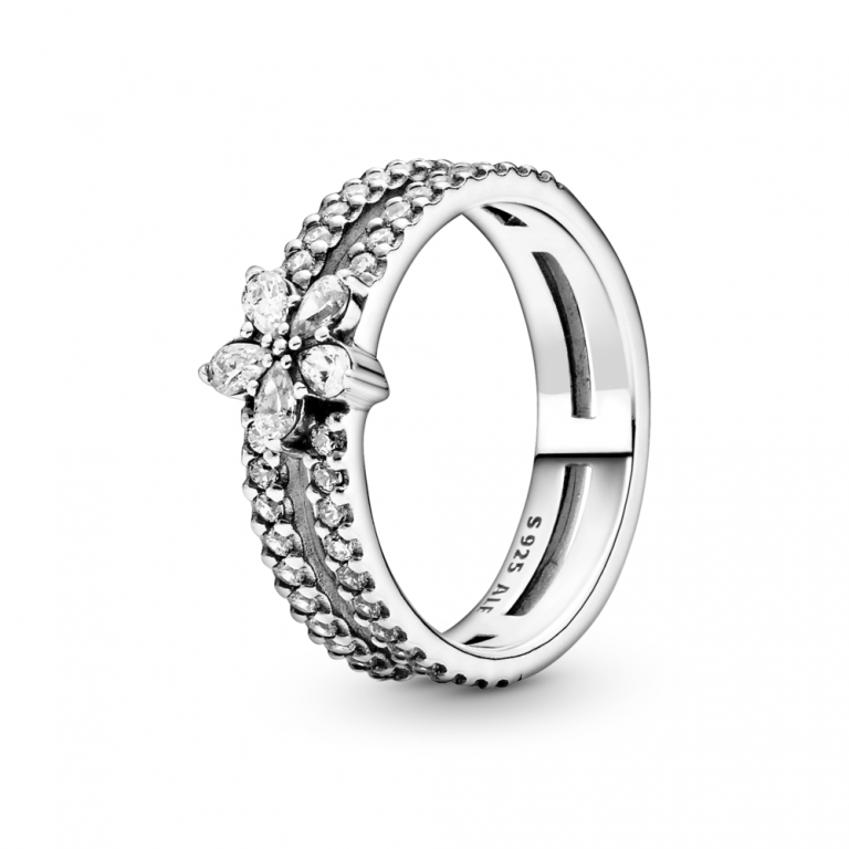 PANDORA prsten Třpytivá sněhová vločka - Levné stříbro a stříbrné šperky